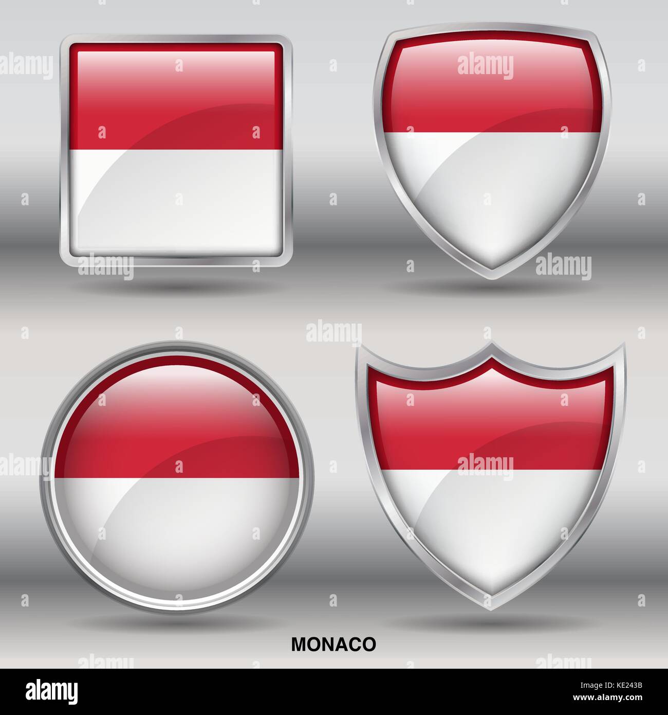 Monaco Flag - 4 shapes Flags States Country in the World with clipping ...