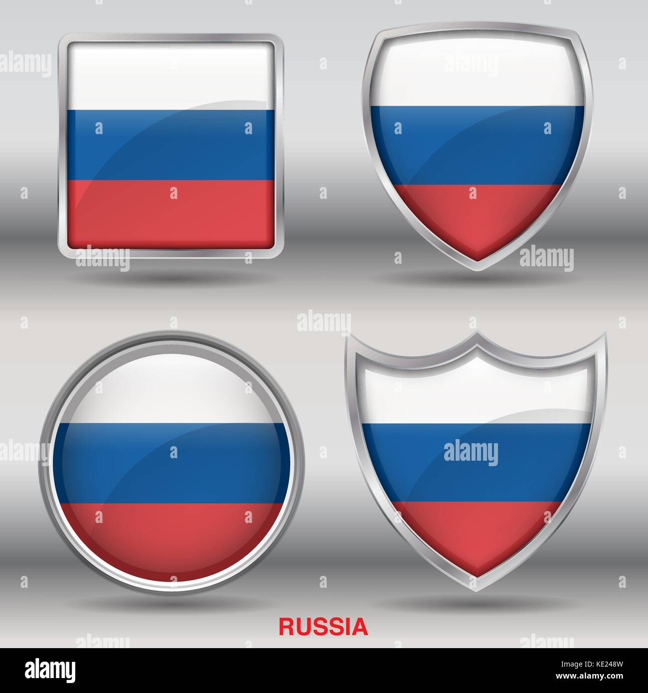 Russia Flag 4 Shapes Flags States Country In The World With Clipping