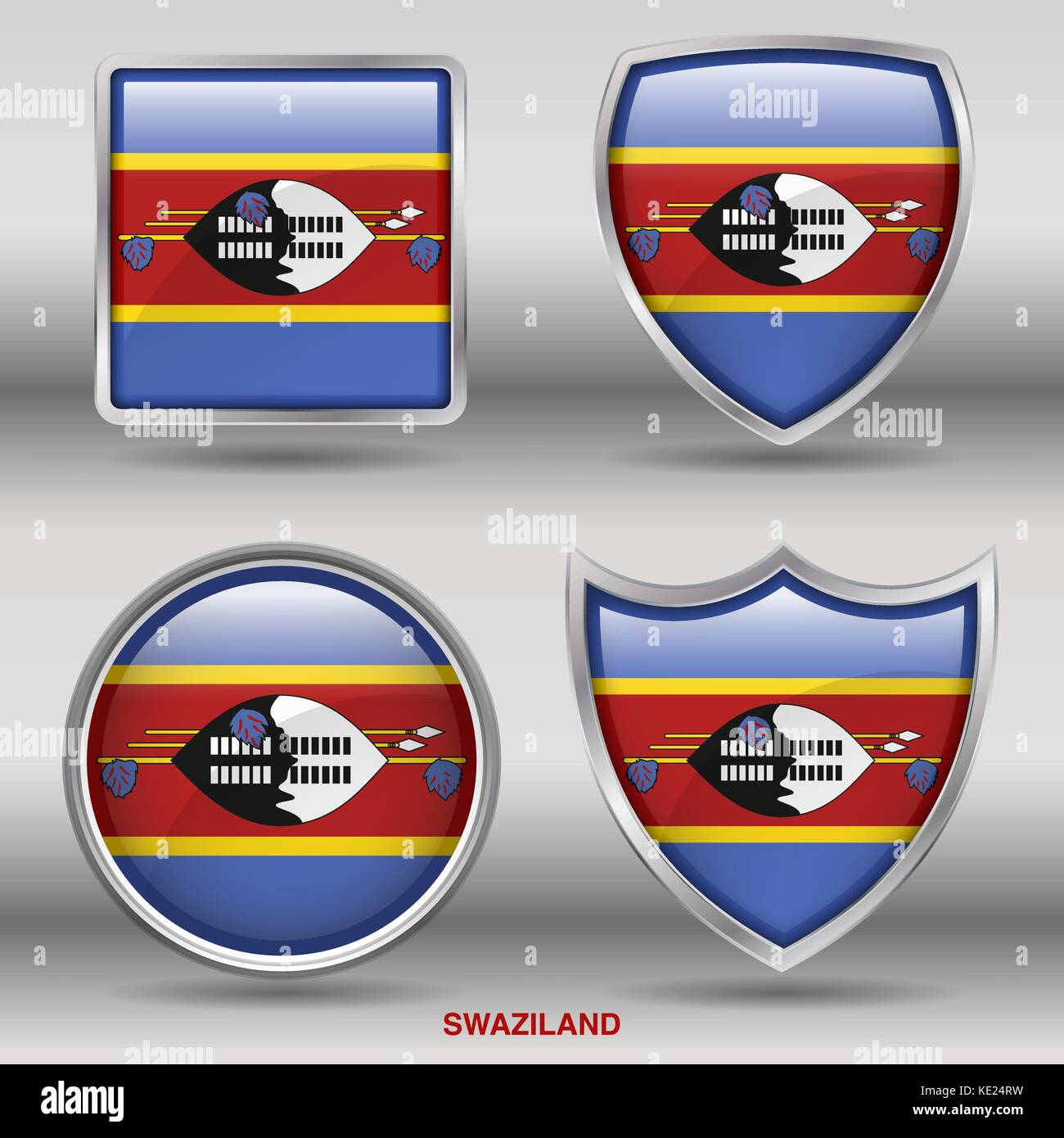 Swaziland Flag - 4 shapes Flags States Country in the World with ...