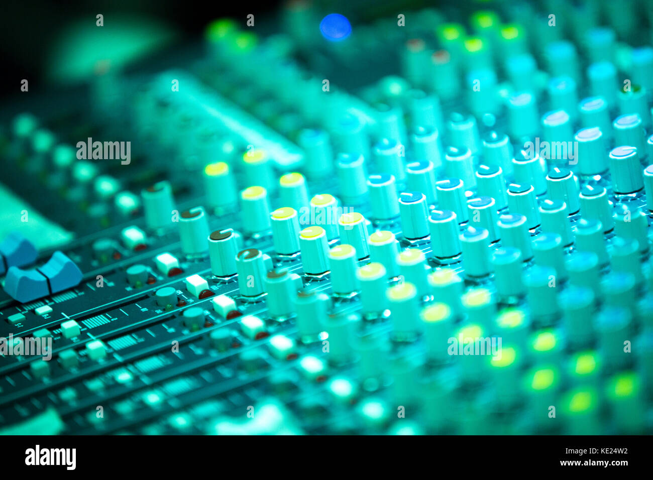 Deejay live electronic dj music mixing desk with buttons and controls ...