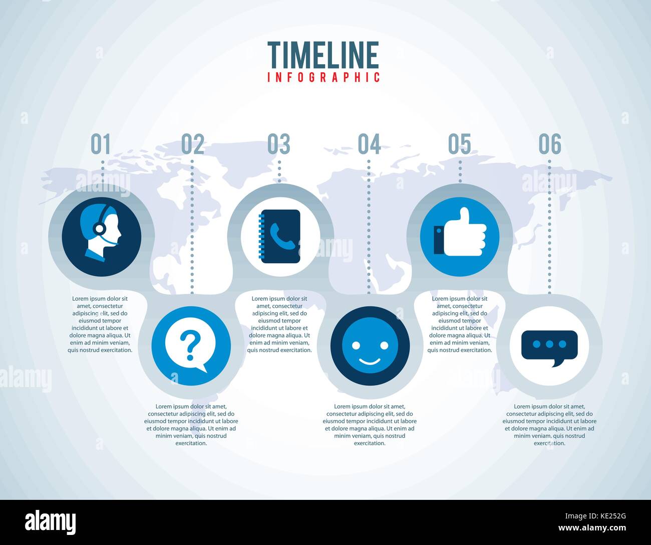 timeline infographic world call center support work Stock Vector Image ...