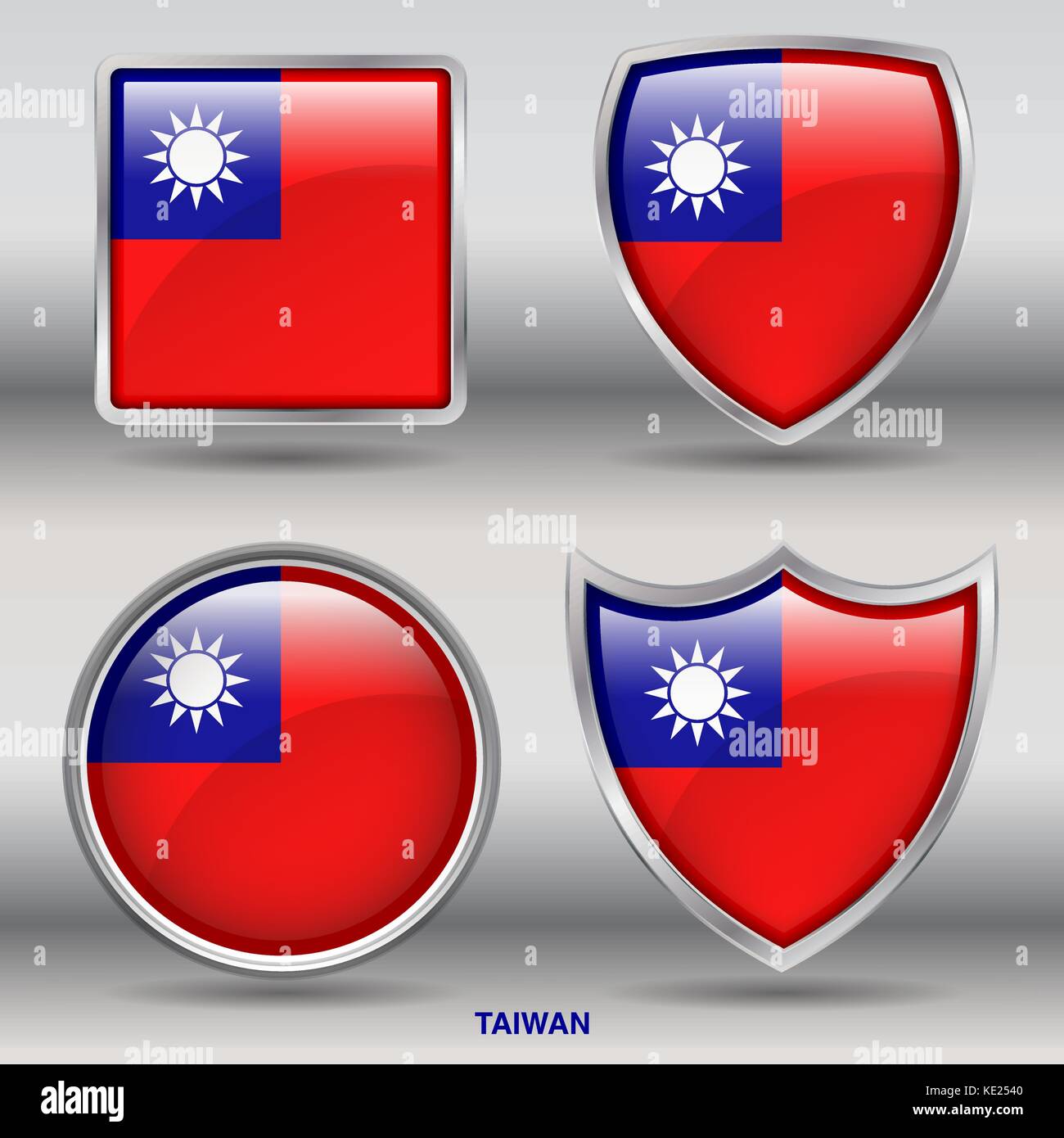 Taiwan Flag - 4 shapes Flags States Country in the World with clipping ...
