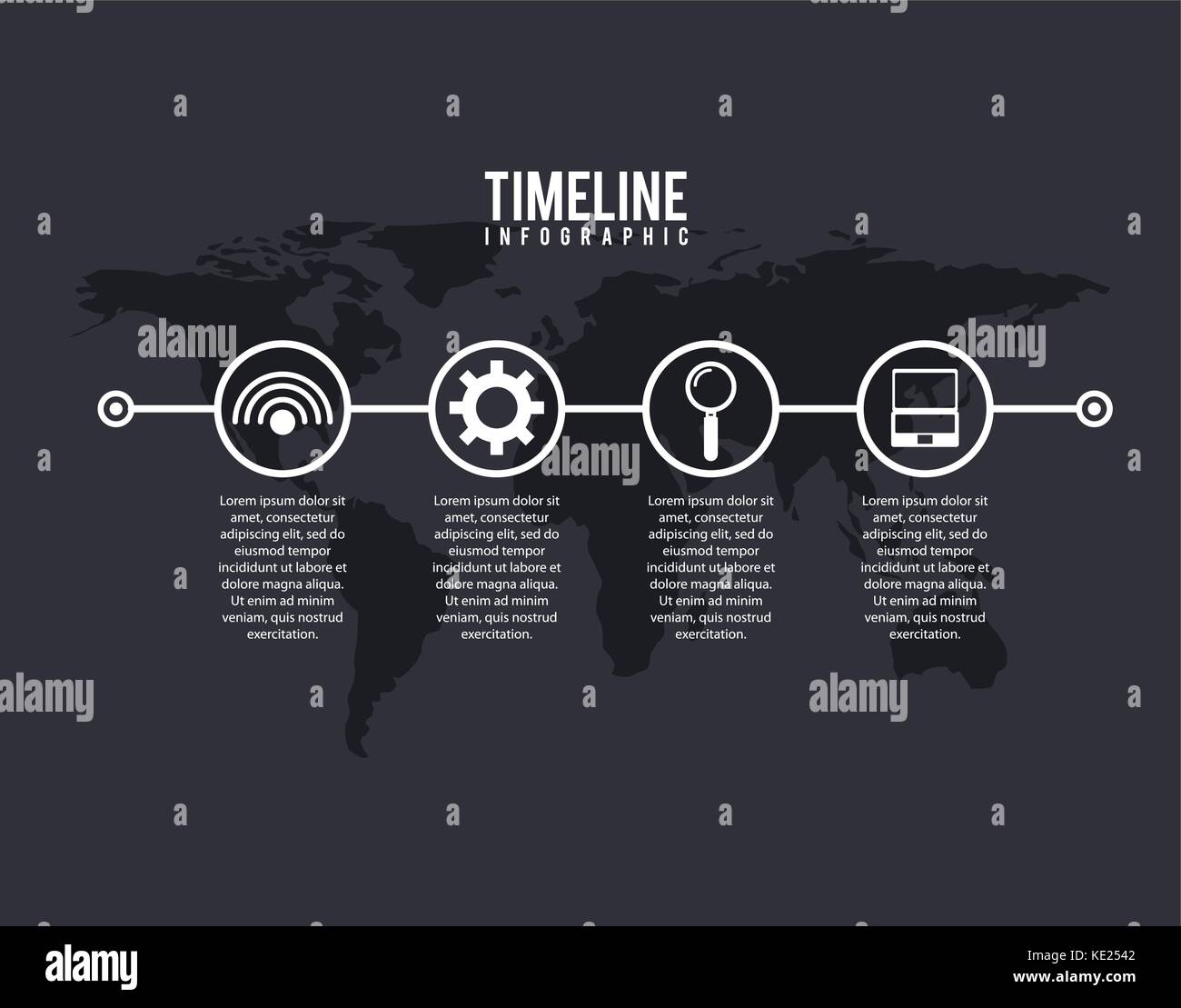 timeline infographic world internet solution search laptop dark ...