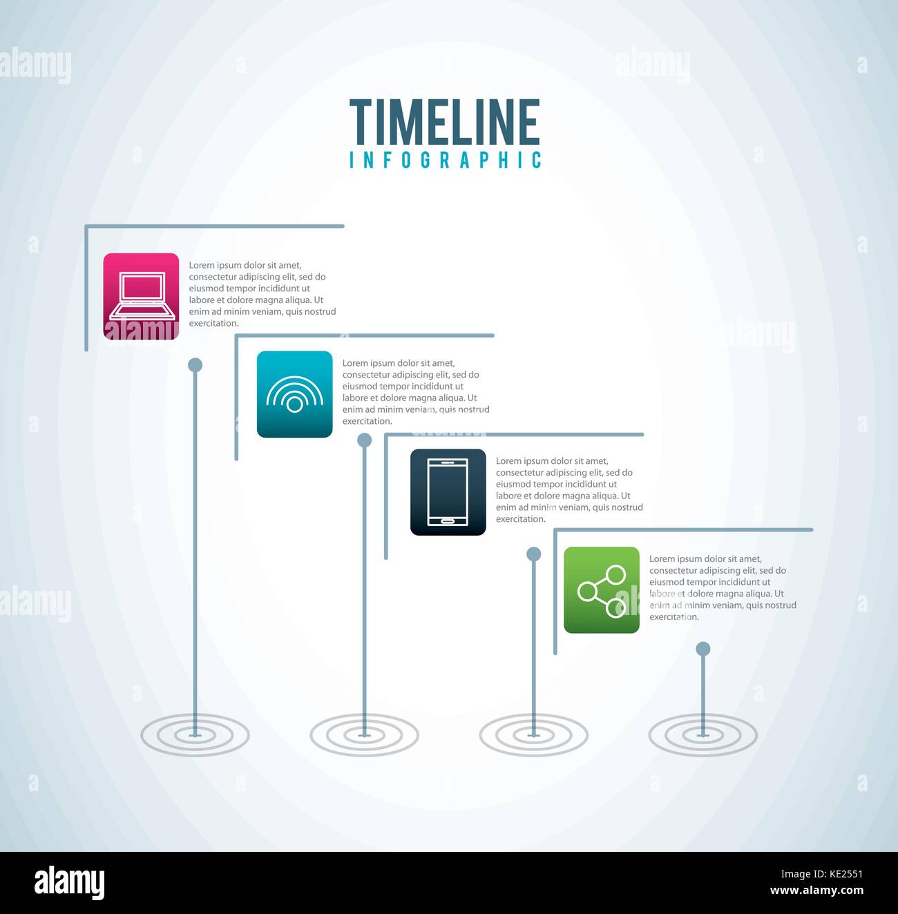timeline infographic social media connection square report Stock Vector ...