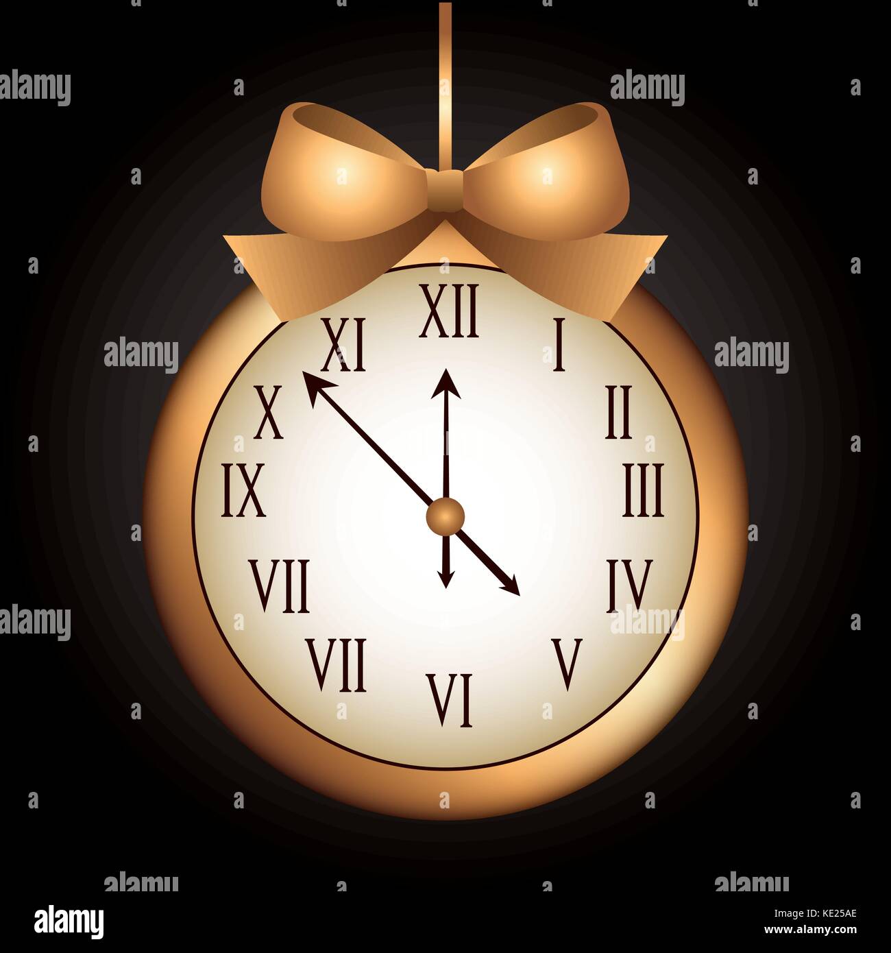 gold clock frame bow ribbon decoration dark background Stock Vector ...
