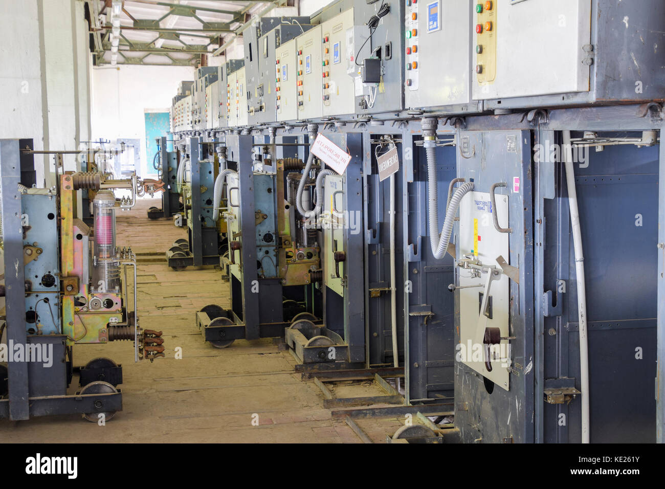 Electrical switchboard pumping station. Control units and electrical ...