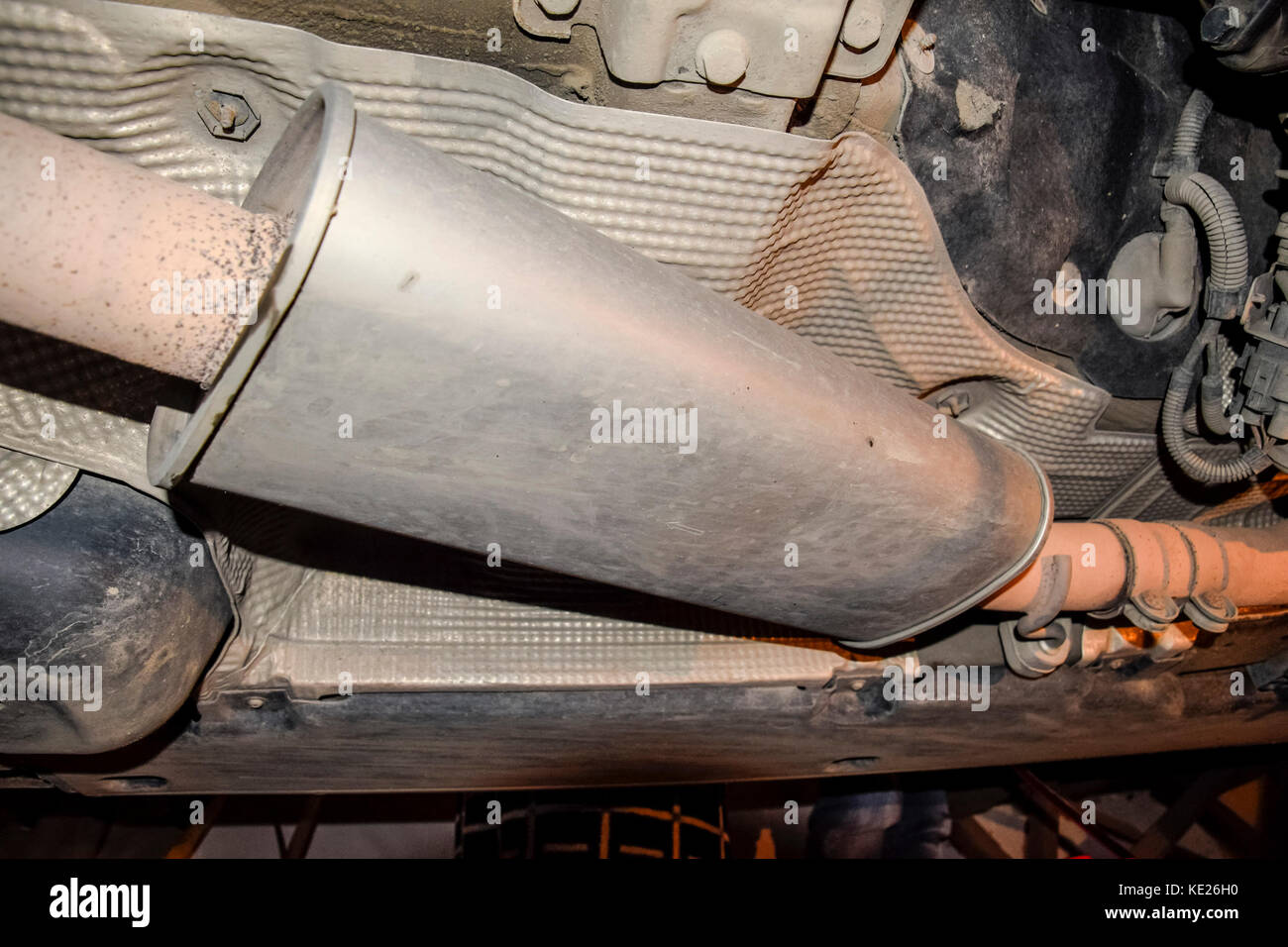 Exhaust system of the car. The muffler of exhaust gases Stock Photo - Alamy