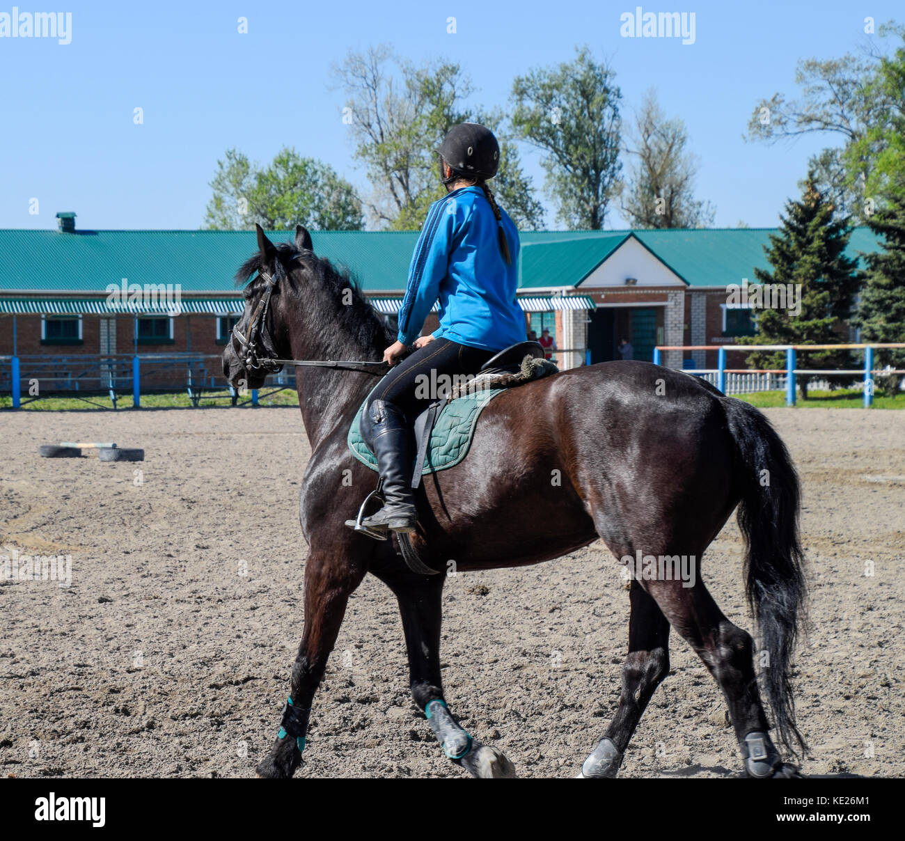Krasnodar, Russia - April 28, 2017: Equestrian sports with teenagers ...