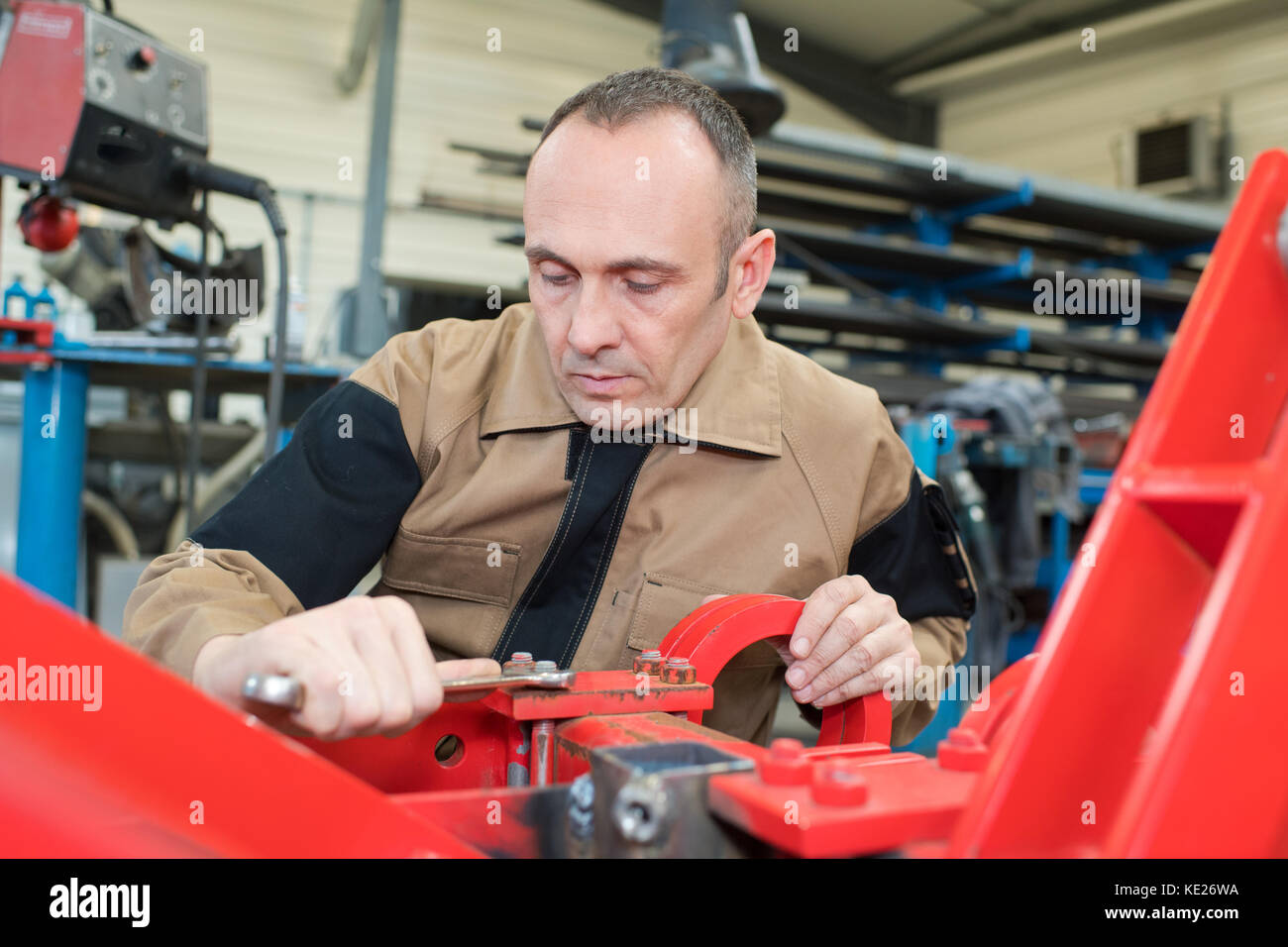 mechanic working with an industrial tool box Stock Photo - Alamy