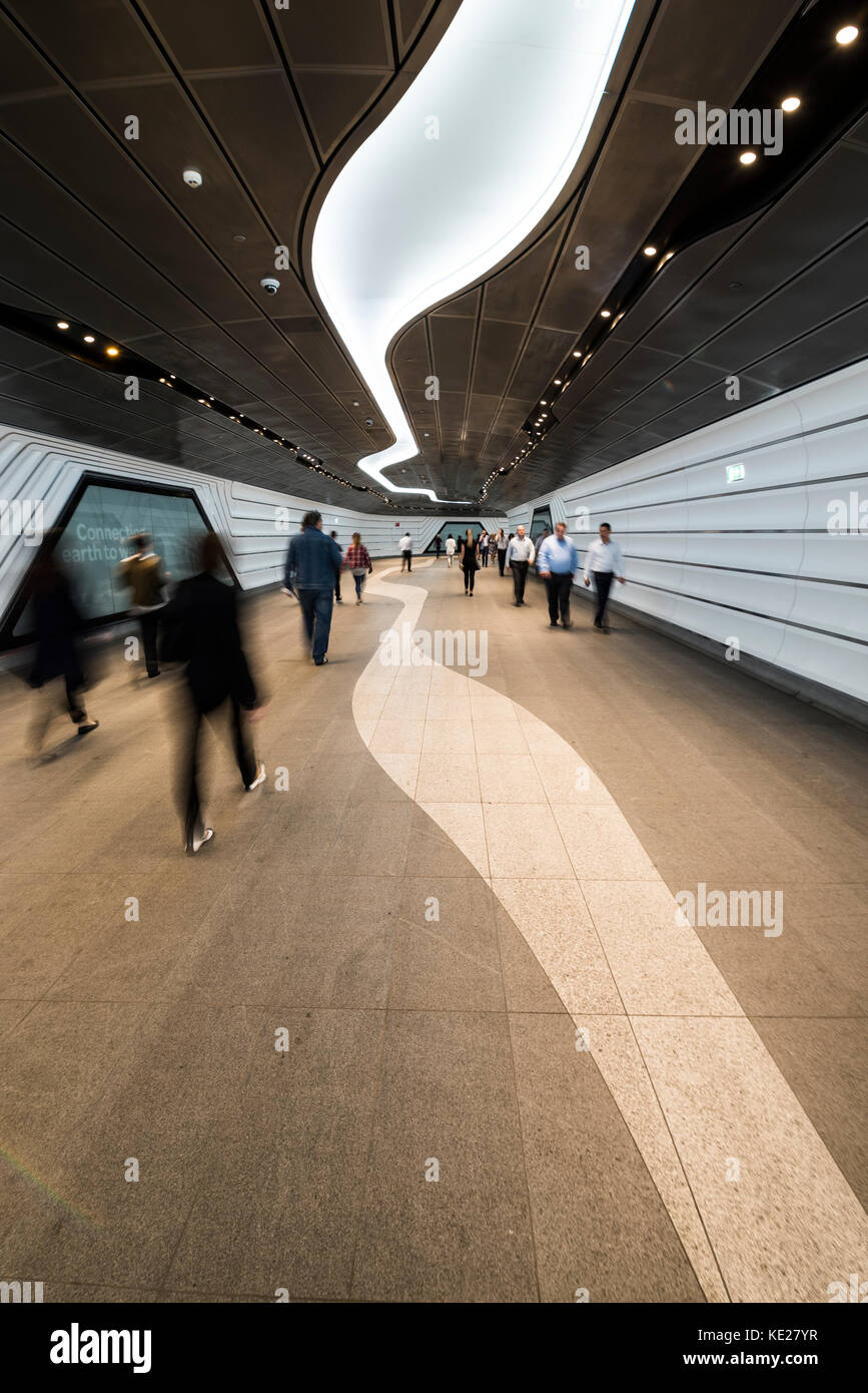 Blurred Pedestrians walking along the new Wynyard Walk from Wynyard ...