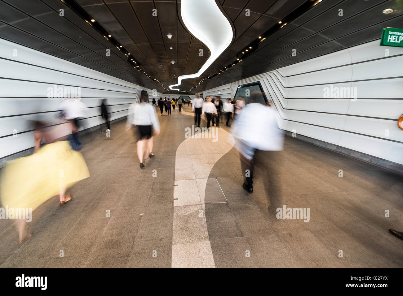 Blurred Pedestrians walking along the new Wynyard Walk from Wynyard ...