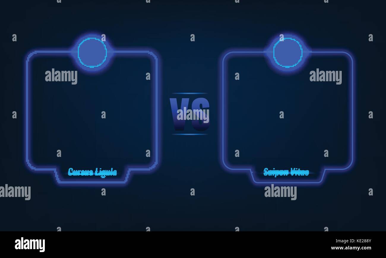 Versus or compare screen with blue neon frames and vs letters. Vector ...