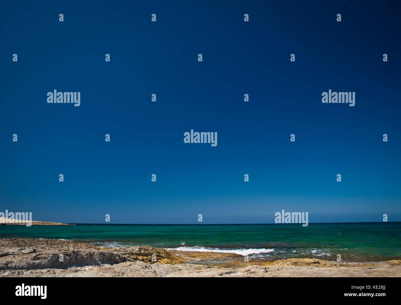 General coastline view Malta with beautiful crystal clear ocean water ...