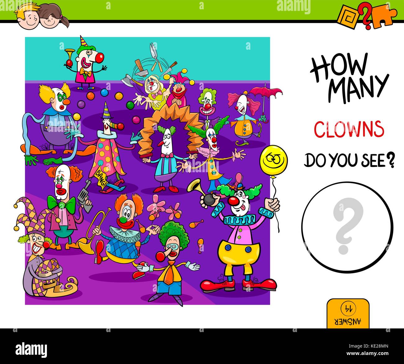 Cartoon Illustration of Educational Counting Game for Children with ...