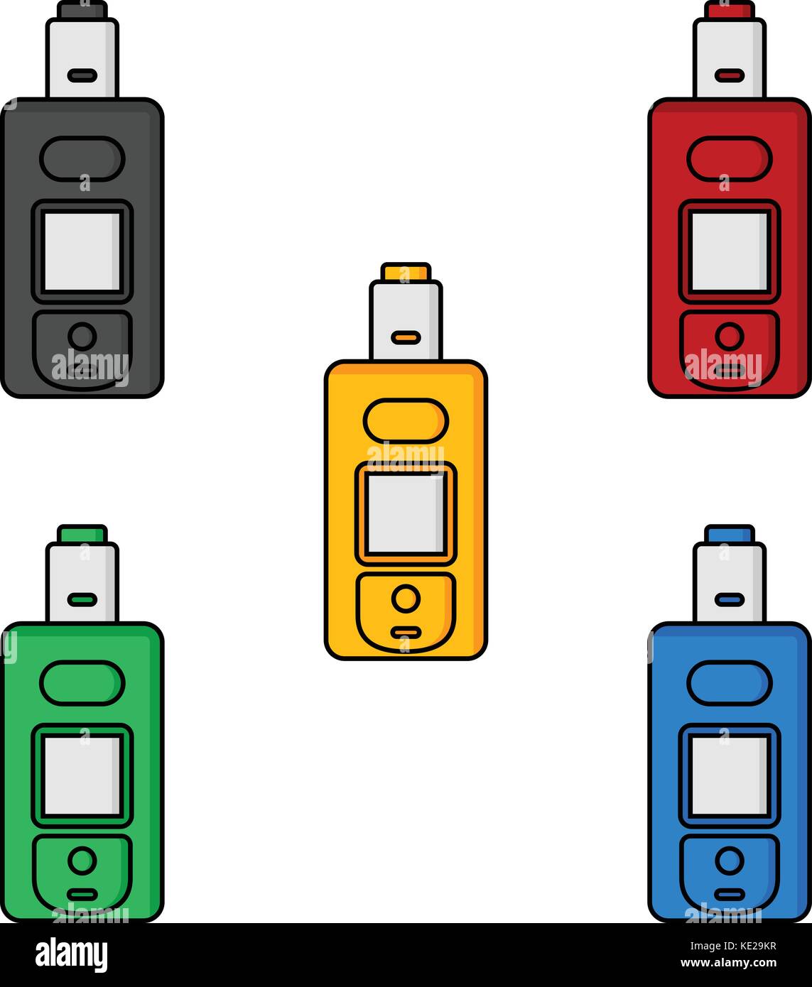 set of cartoon electric cigarette mod - vaporizer vector art Stock ...