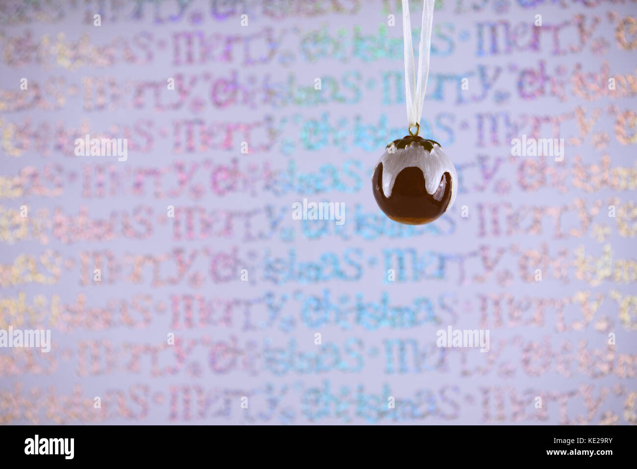 colour Christmas photography image of Christmas pudding decoration ...