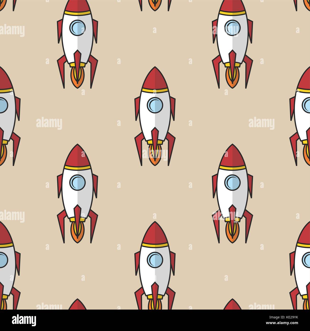 space ship rocket shuttle cartoon vector art illustration Stock Vector ...