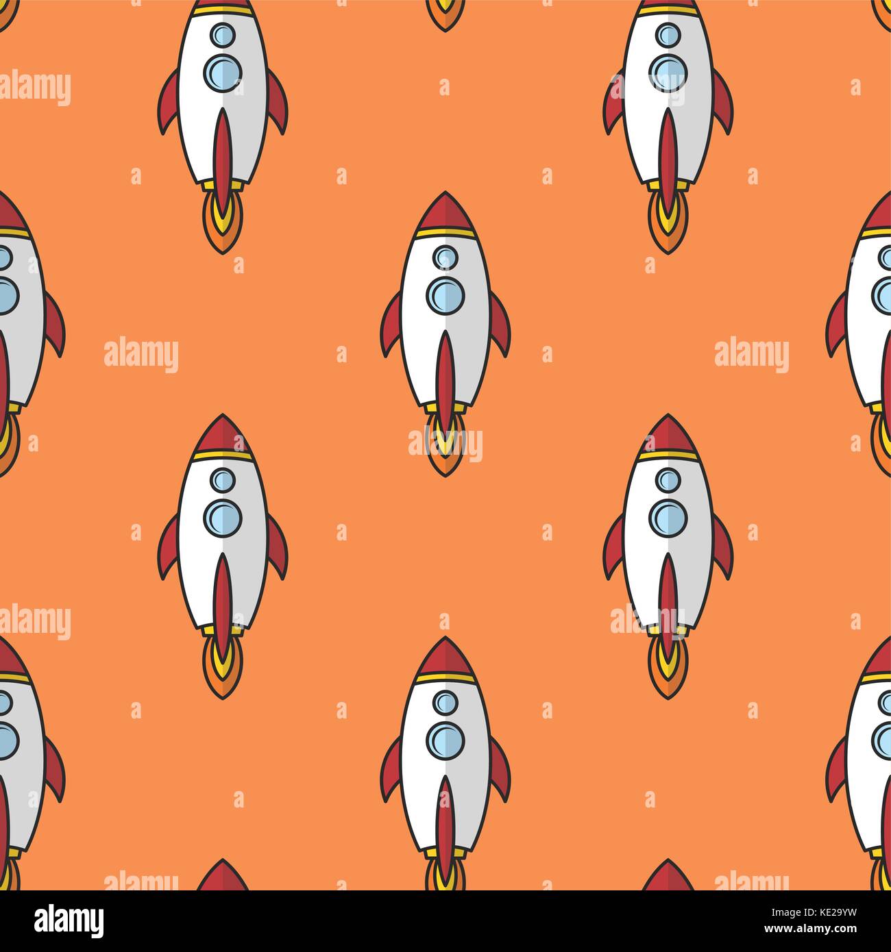 space ship rocket shuttle cartoon vector art illustration Stock Vector ...