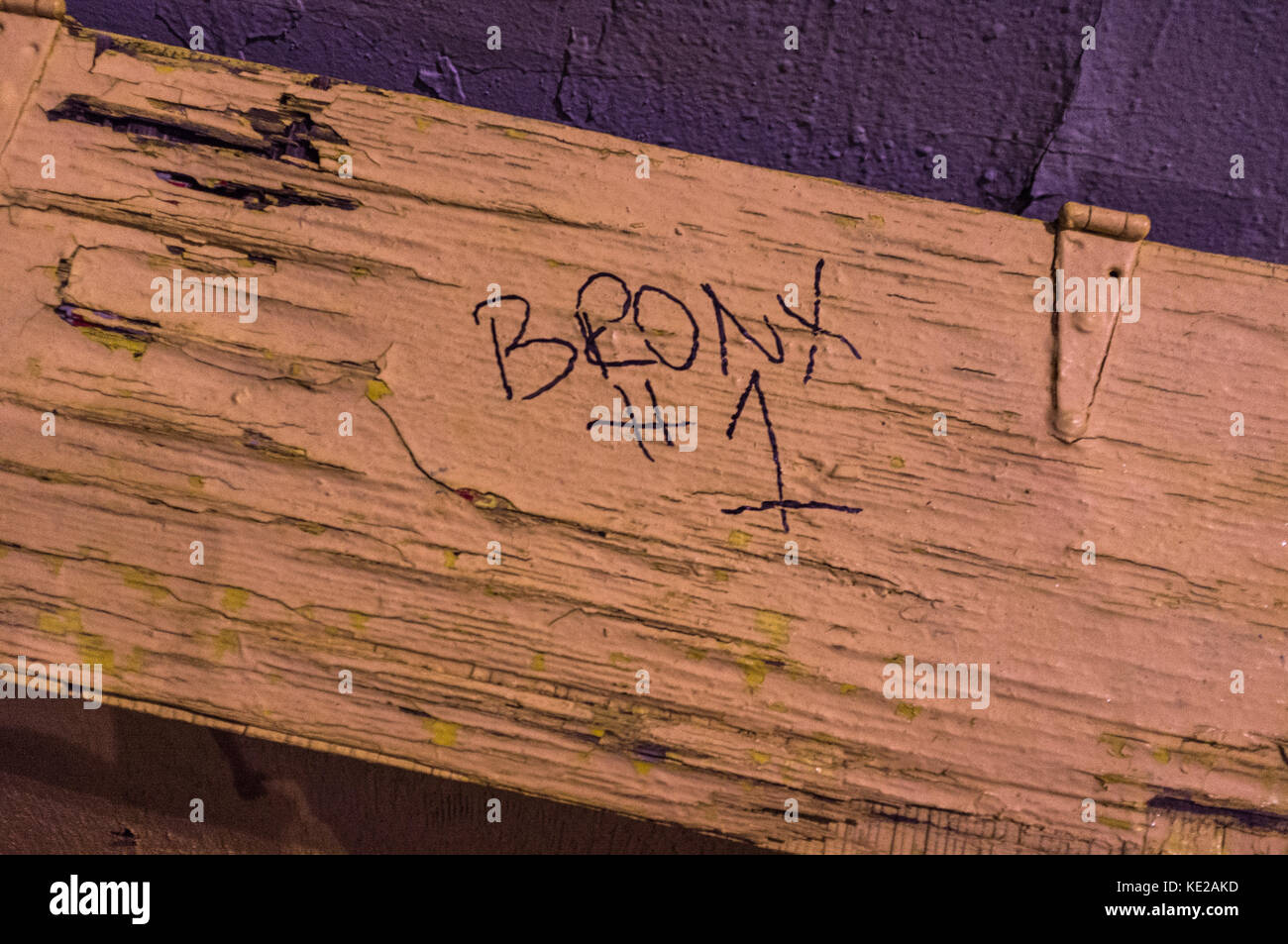 Graffiti on wooden fence reading 'Bronx #1', seen in Brooklyn, NY Stock ...