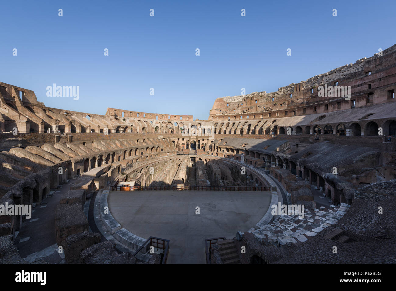 The central oval arena of the ancient roman coliseum, Rome, Italy, with ...