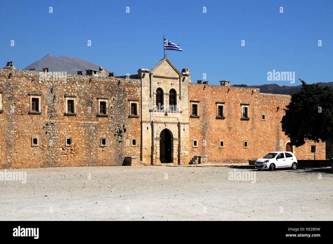 The entrance to The Holy Monastery of Arkadi, the scene of a famous ...