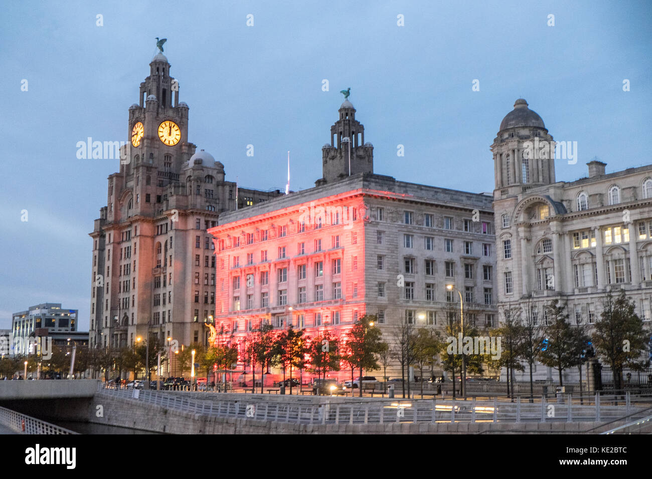 Sunset,Three Graces,Pier Head,Liver Building,Cunard Building,Port of ...