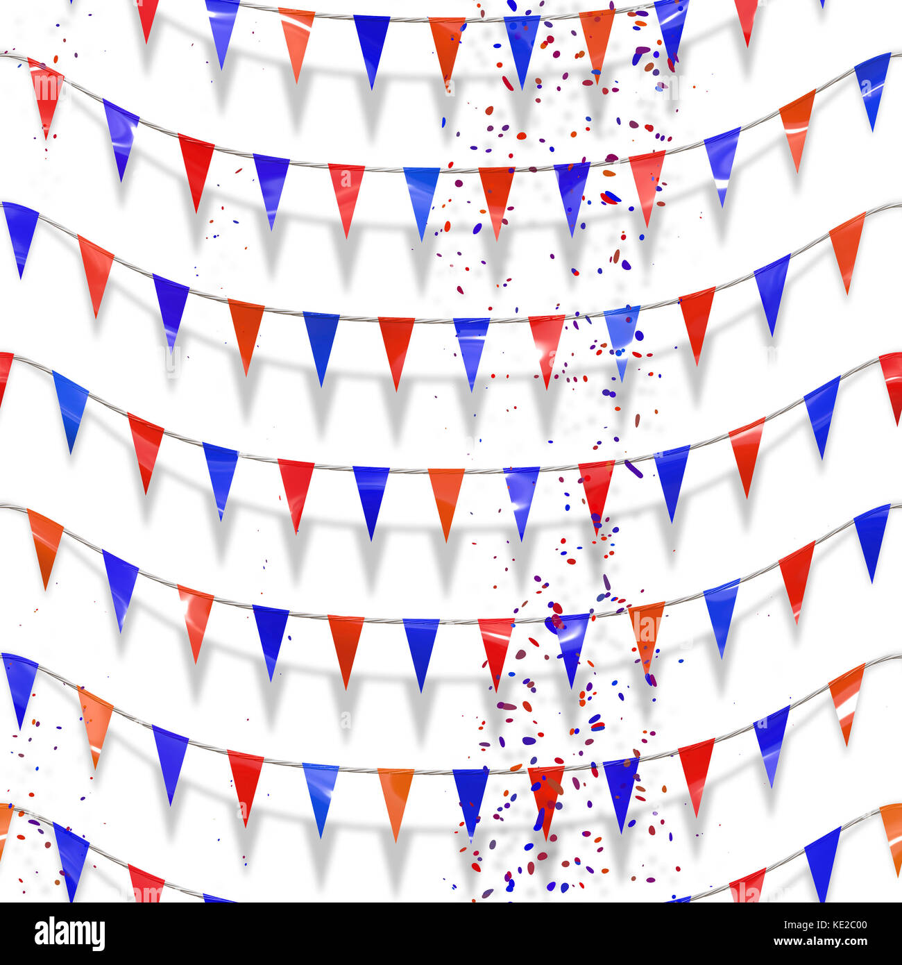 Isolated colorful party flags hanginf on ropes Stock Photo - Alamy