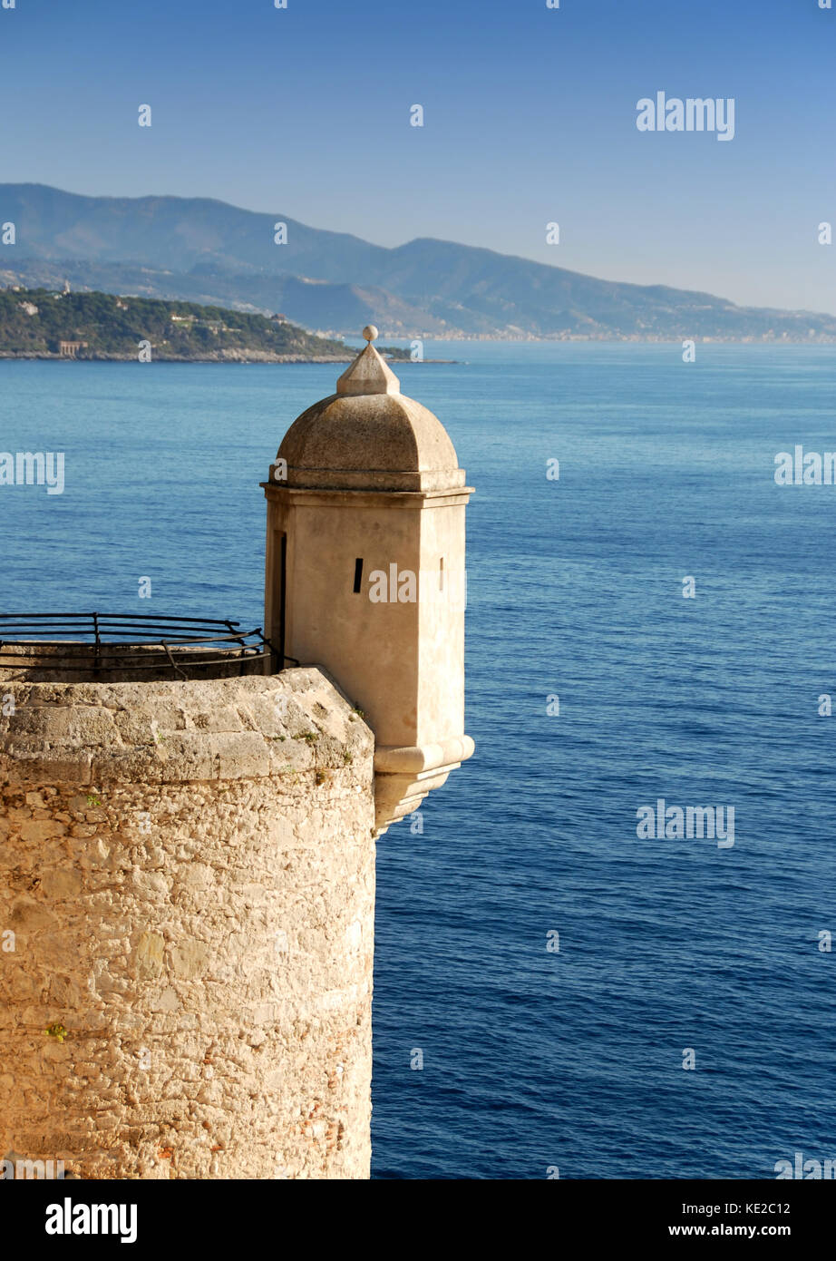 Lookout post over the Mediterranean (Monaco Stock Photo - Alamy