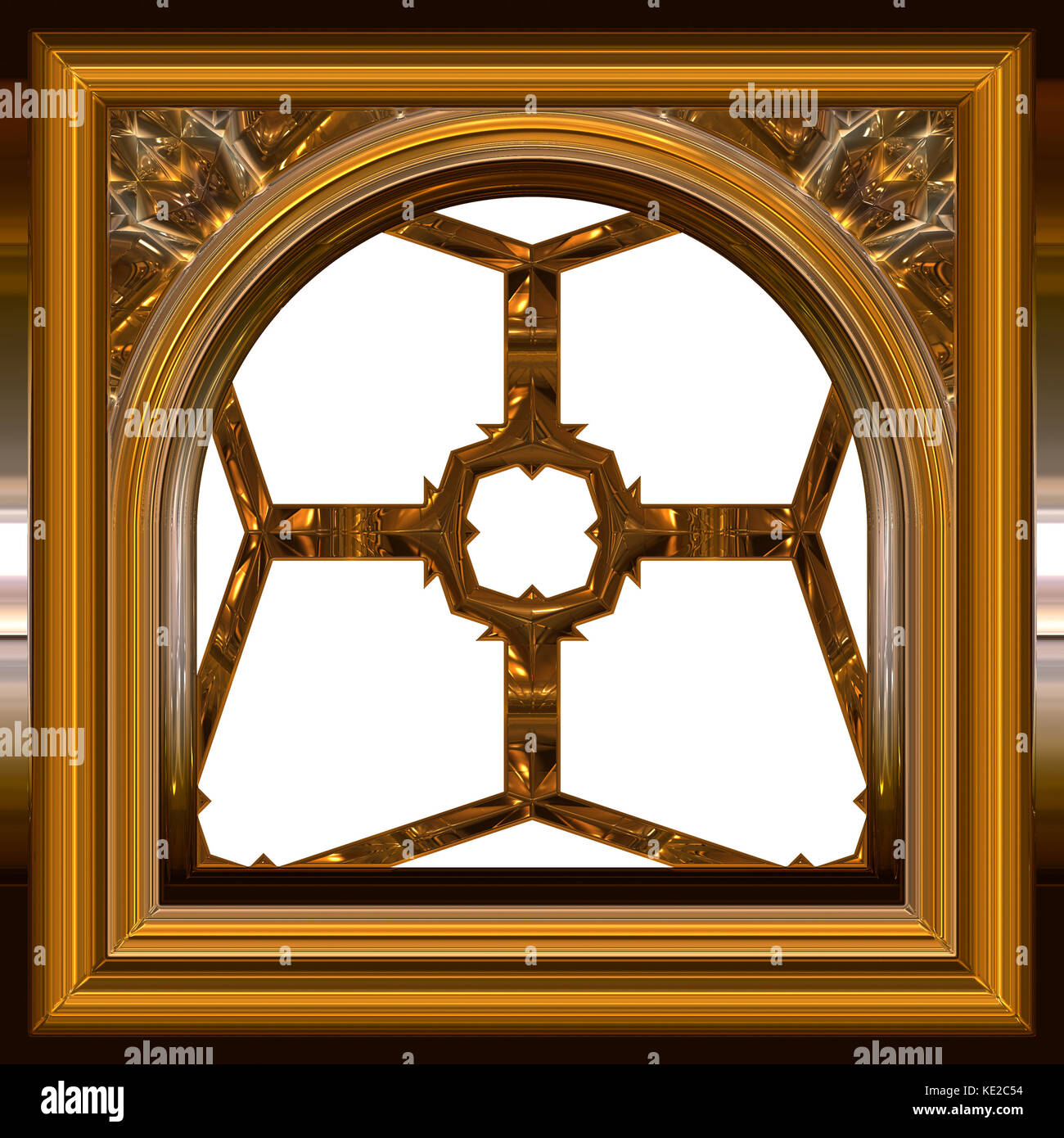 isolated golden window frame on white background Stock Photo - Alamy