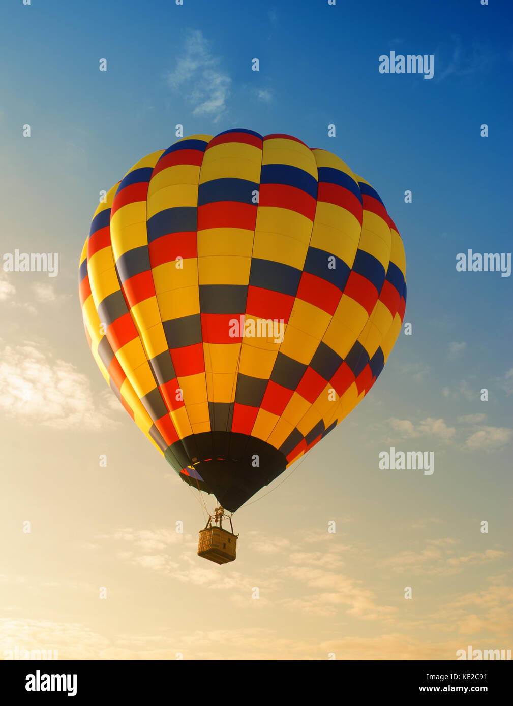 Hot air balloon soaring in early morning Stock Photo - Alamy