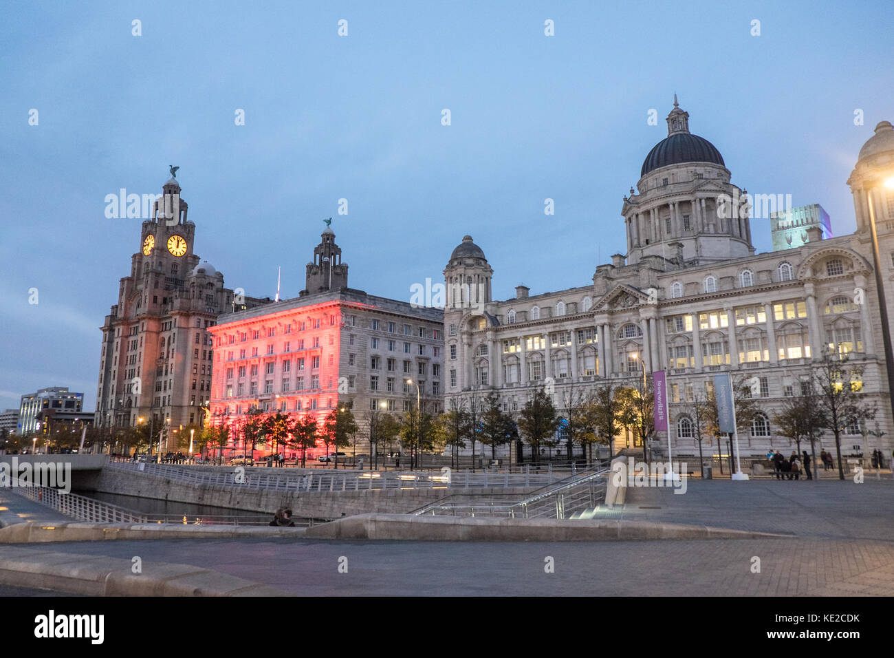 Sunset,Three Graces,Pier Head,Liver Building,Cunard Building,Port of ...