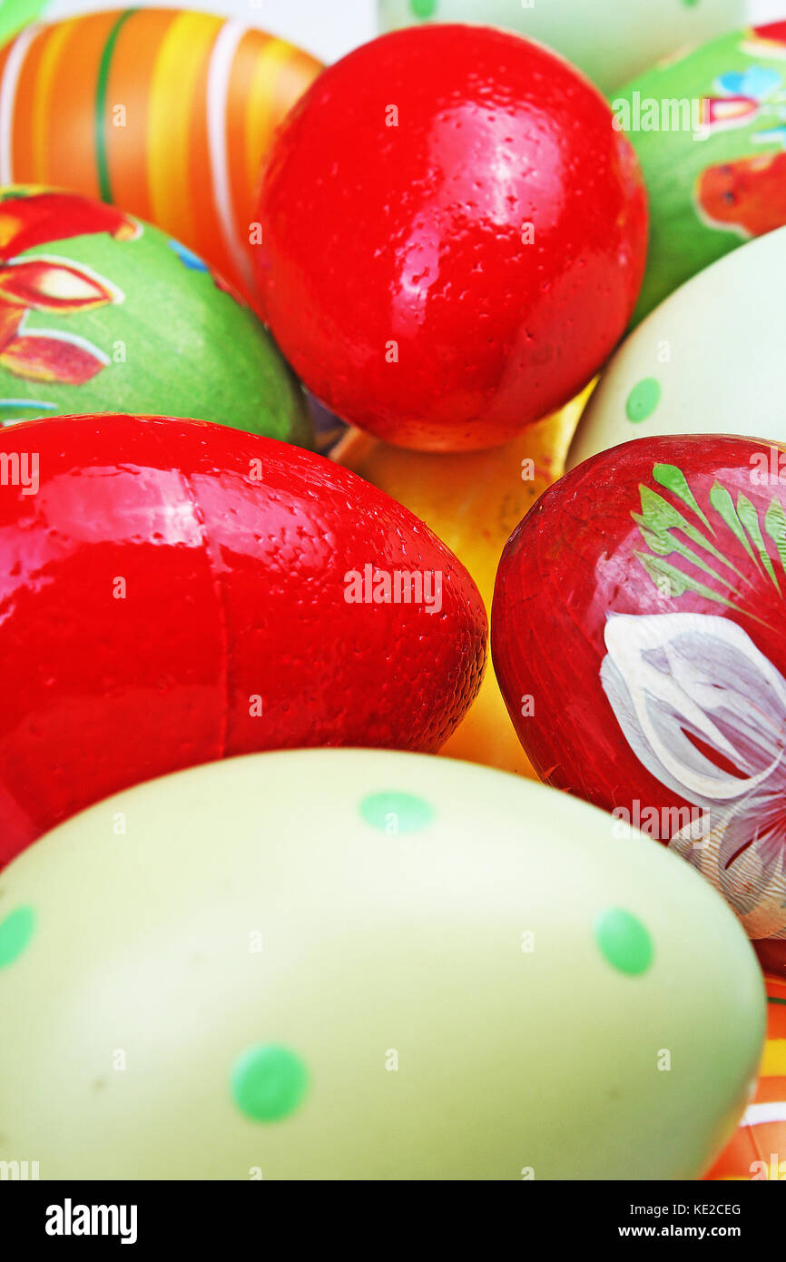Red yellow easter egg teyture. Easter eggs Stock Photo - Alamy