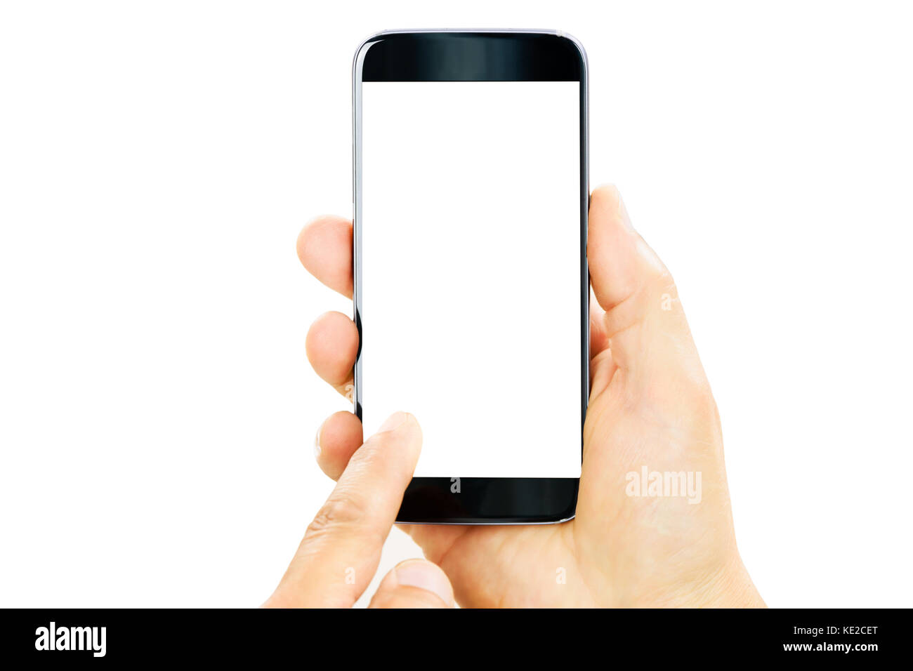 Modern and generic blank smartphone in the hand isolated on a white ...