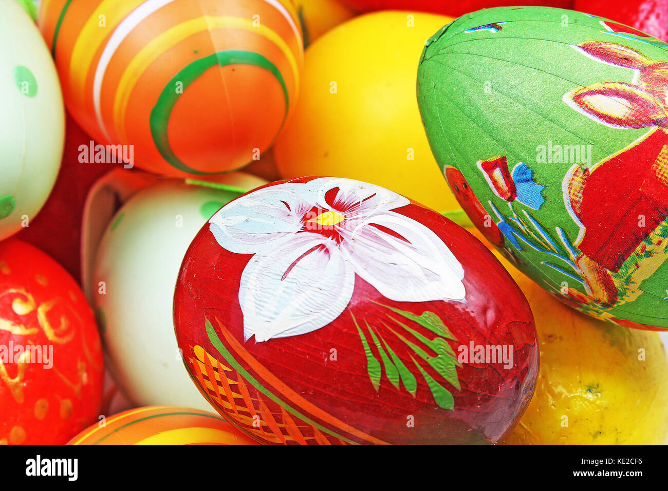 Red yellow easter egg teyture. Easter eggs Stock Photo - Alamy