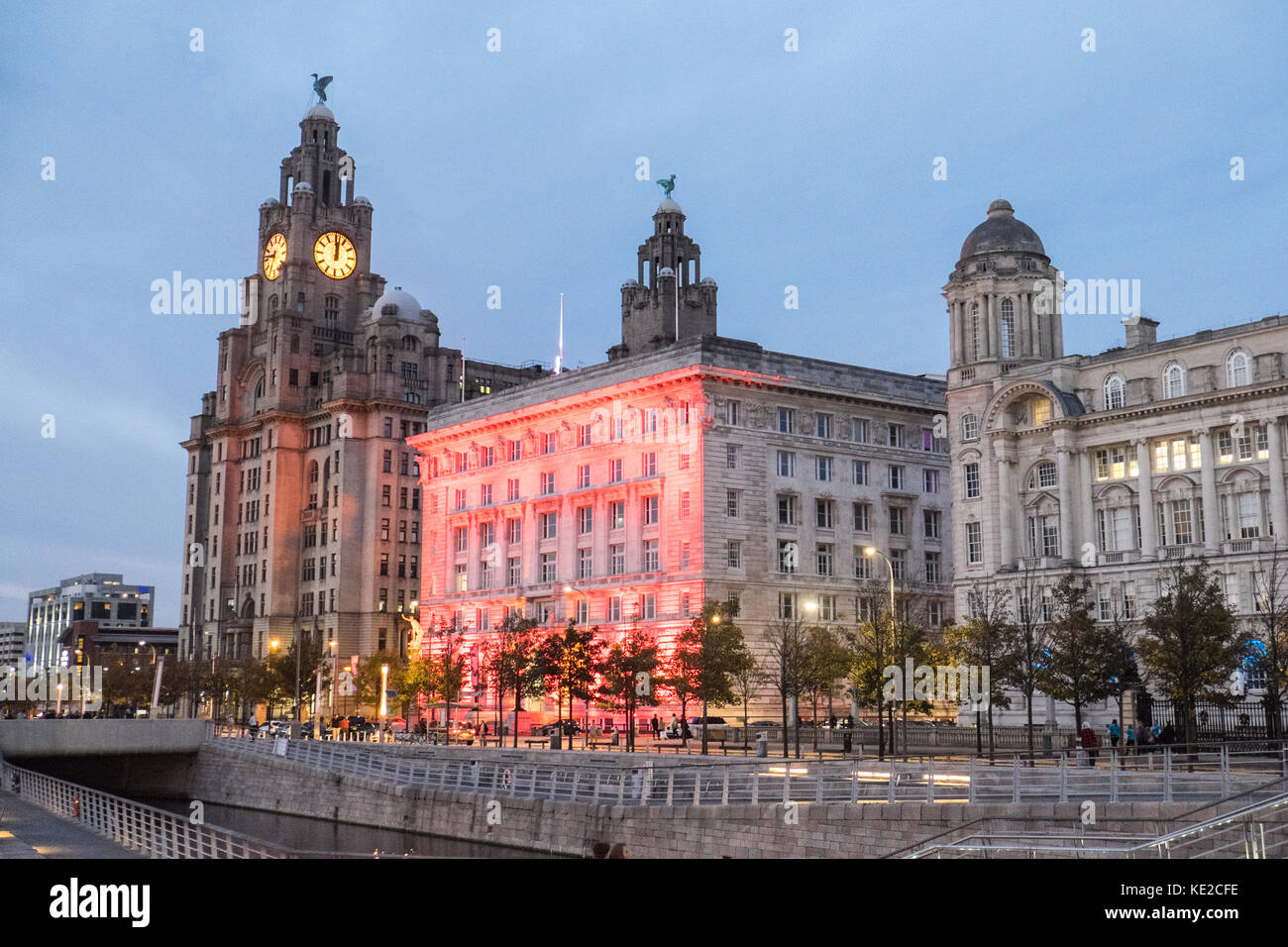 Sunset,Three Graces,Pier Head,Liver Building,Cunard Building,Port of ...