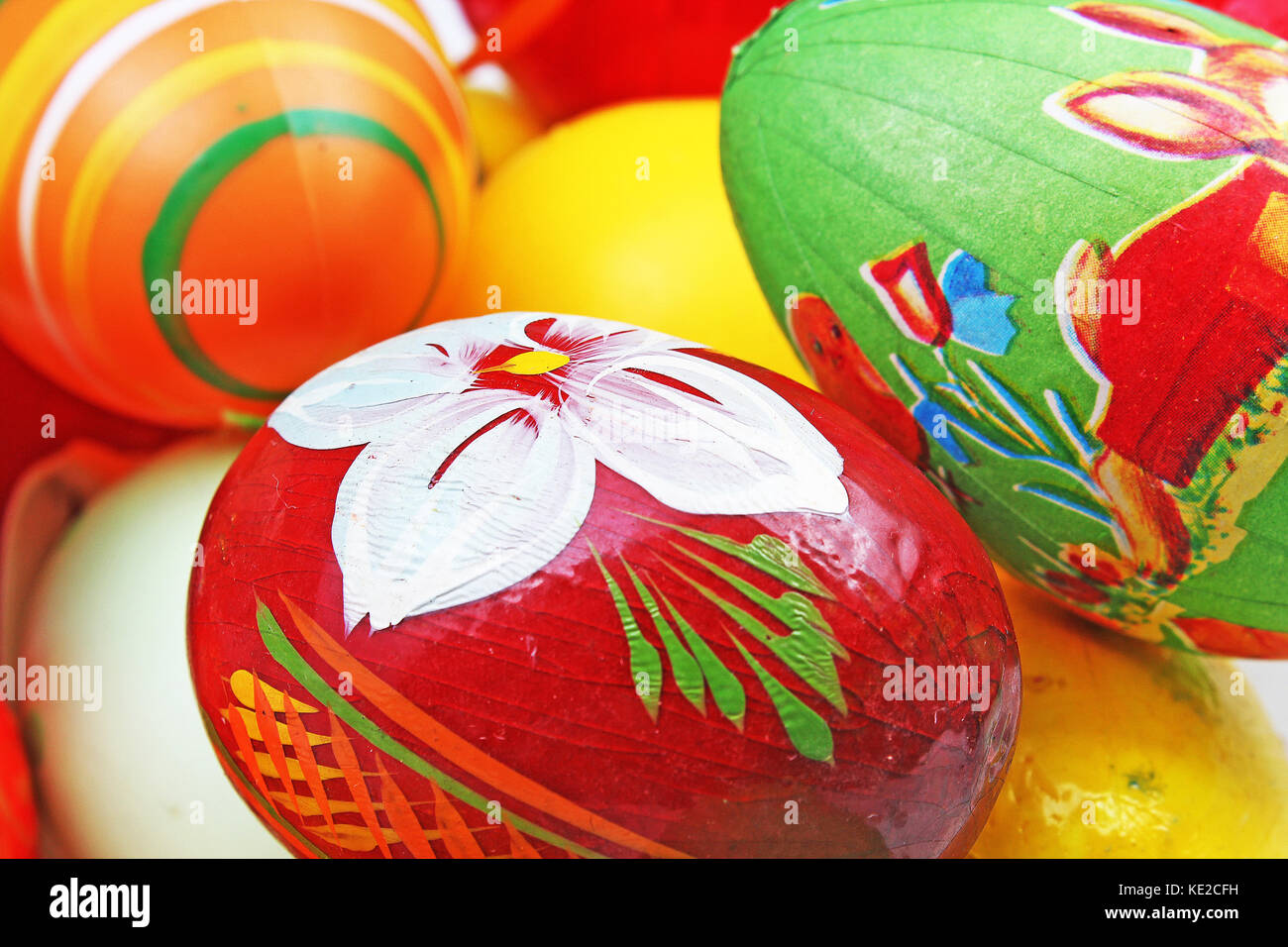 Red yellow easter egg teyture. Easter eggs Stock Photo - Alamy