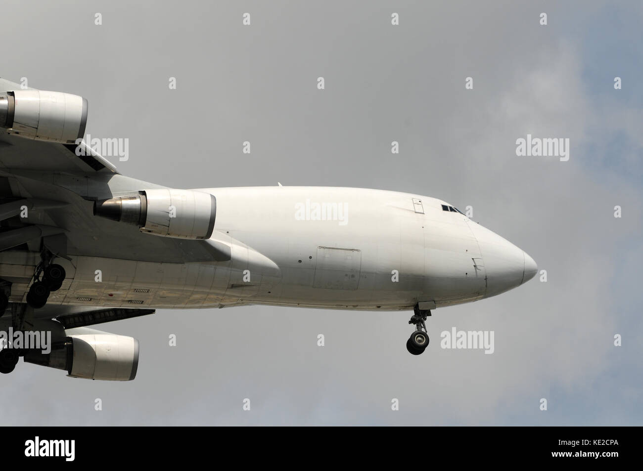 Heavy cargo jet landing closeup view Stock Photo - Alamy