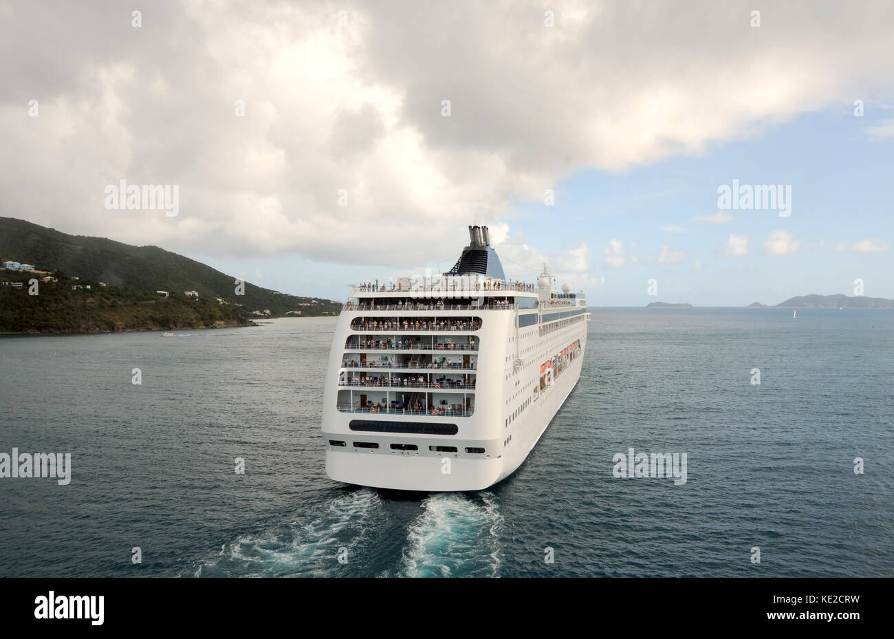 Ocean liner leaving port on a Caribbean cruise Stock Photo - Alamy