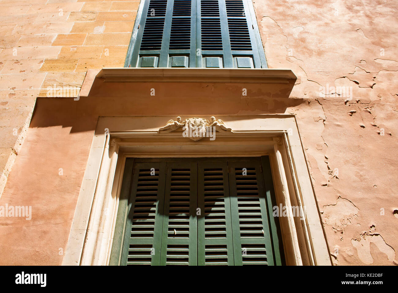 Bottom view of old, historical, traditional building in Palma De ...