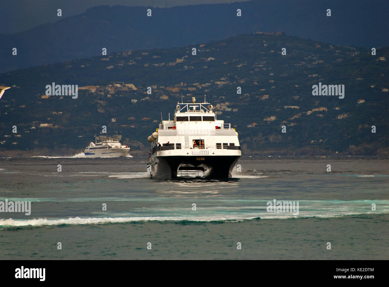 Ferry boat approaching Stock Photo - Alamy