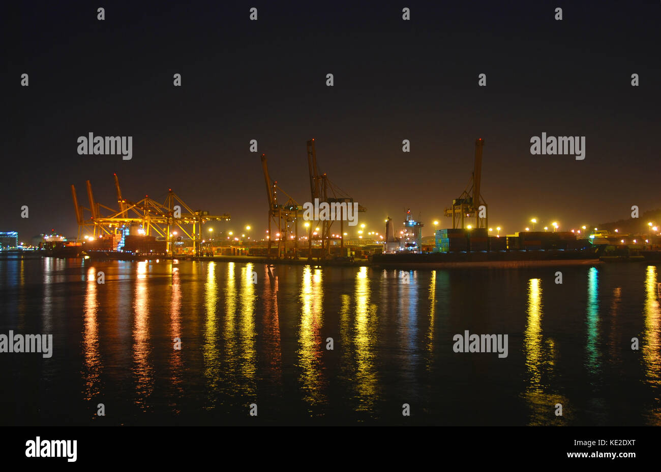 Port at night Stock Photo - Alamy