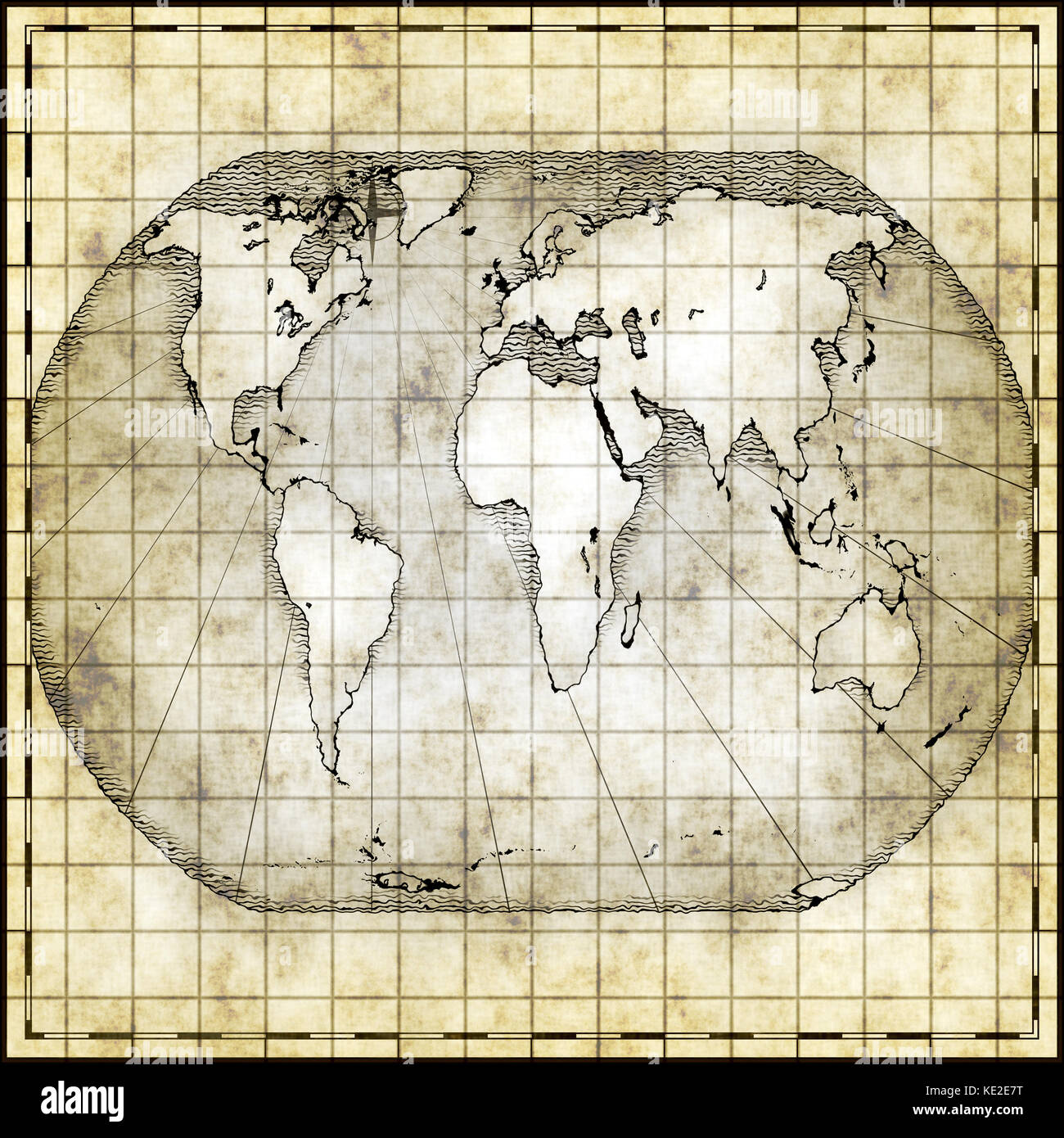 Antique map of the world in square shape Stock Photo - Alamy