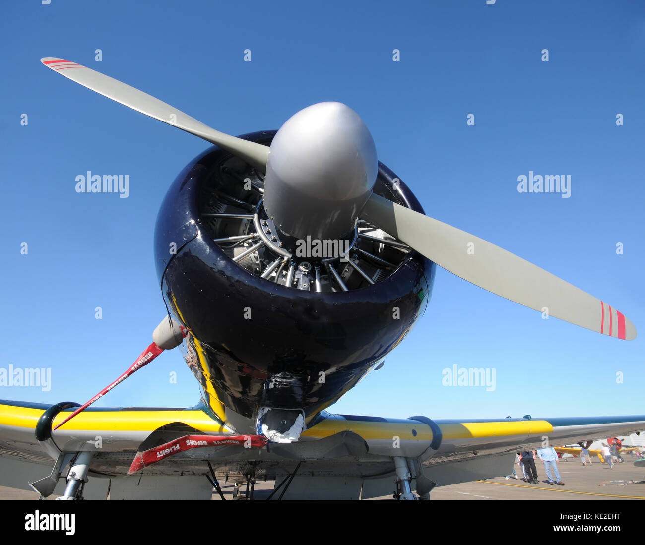 Vintage propeller airplane front view closeup Stock Photo - Alamy