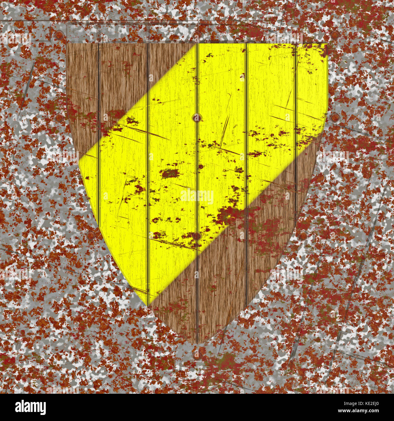 Old worn out shield on a rusty metal Stock Photo - Alamy