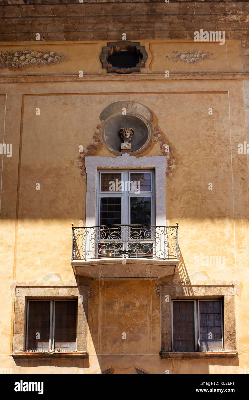 View of old, historical, typical building in Palma De Mallorca showing ...