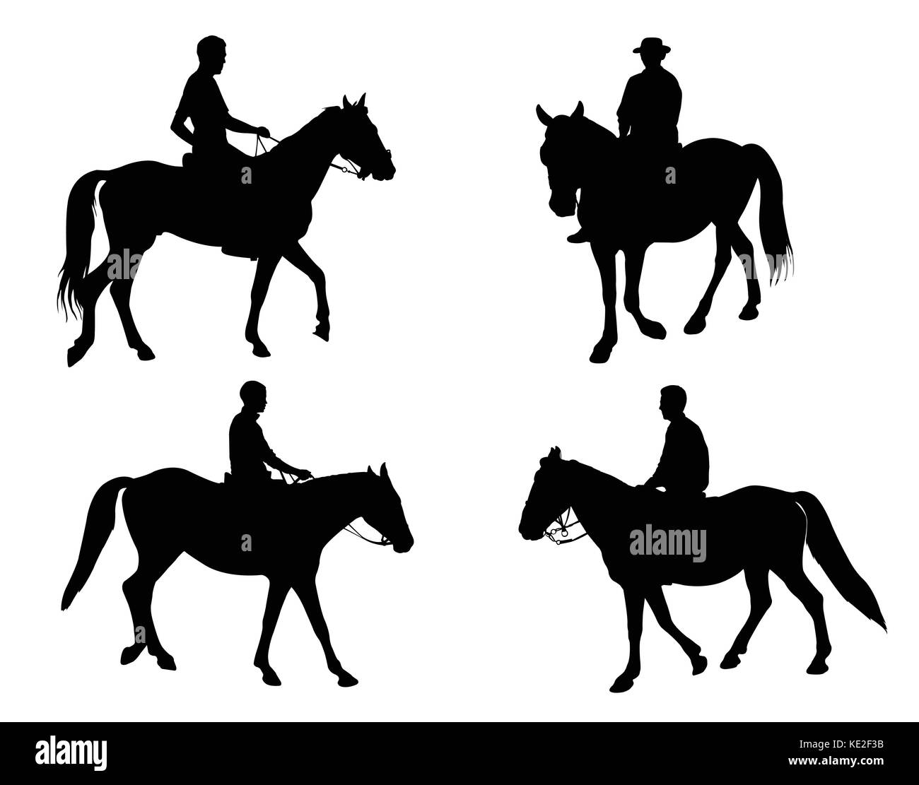 Horsemen silhouettes - vector Stock Vector Image & Art - Alamy