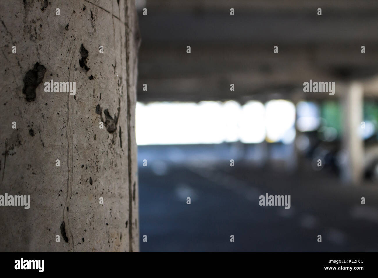 A concrete pillar in focus underground Stock Photo - Alamy