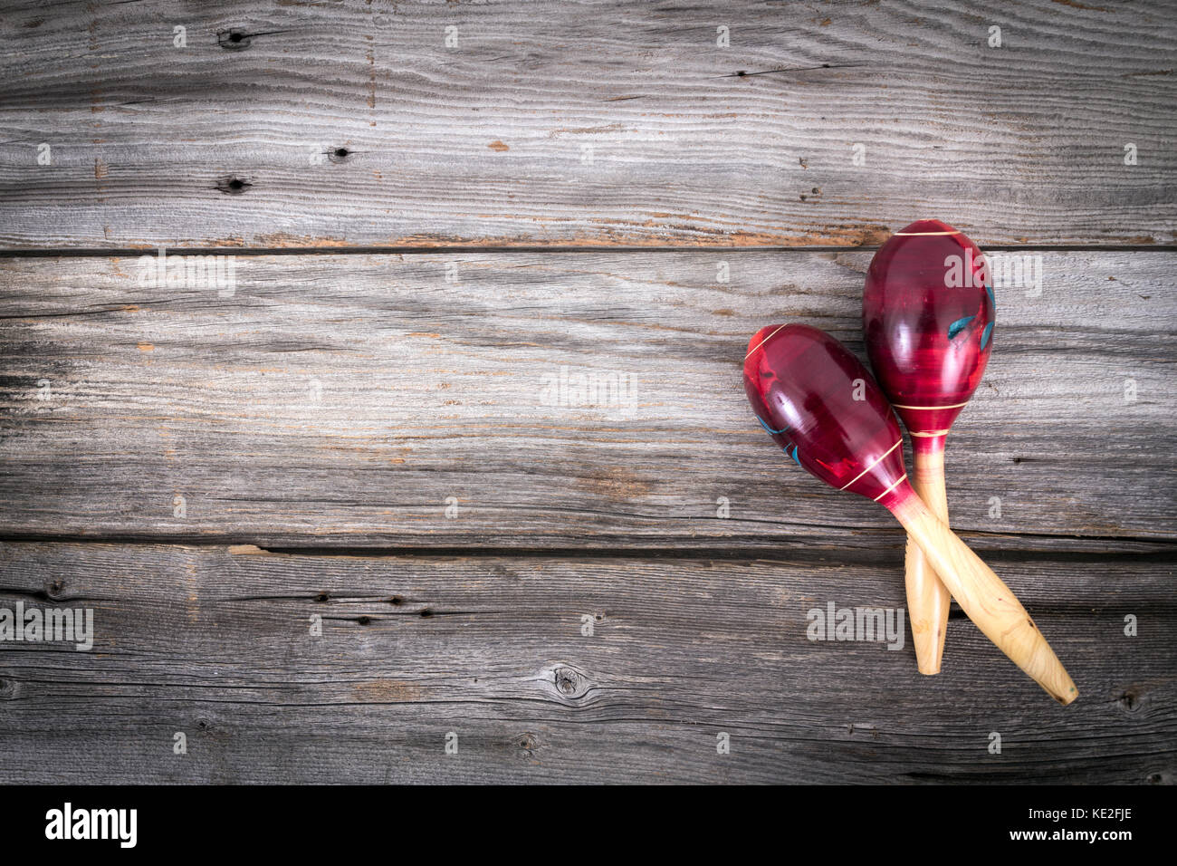 wood texture high angle view background with maracas Stock Photo - Alamy