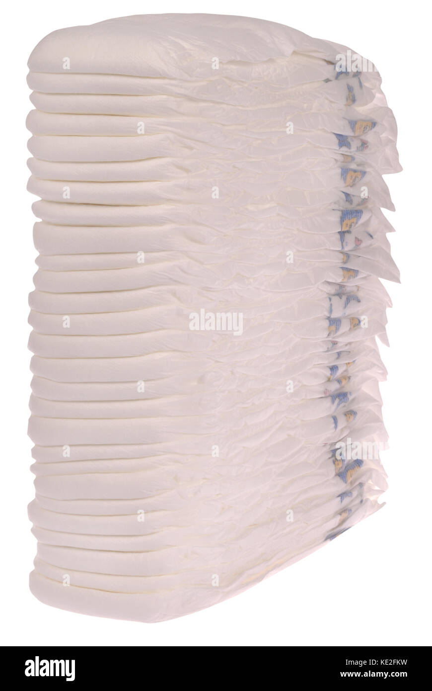 Stack of baby diapers on white. Clipping path included Stock Photo - Alamy