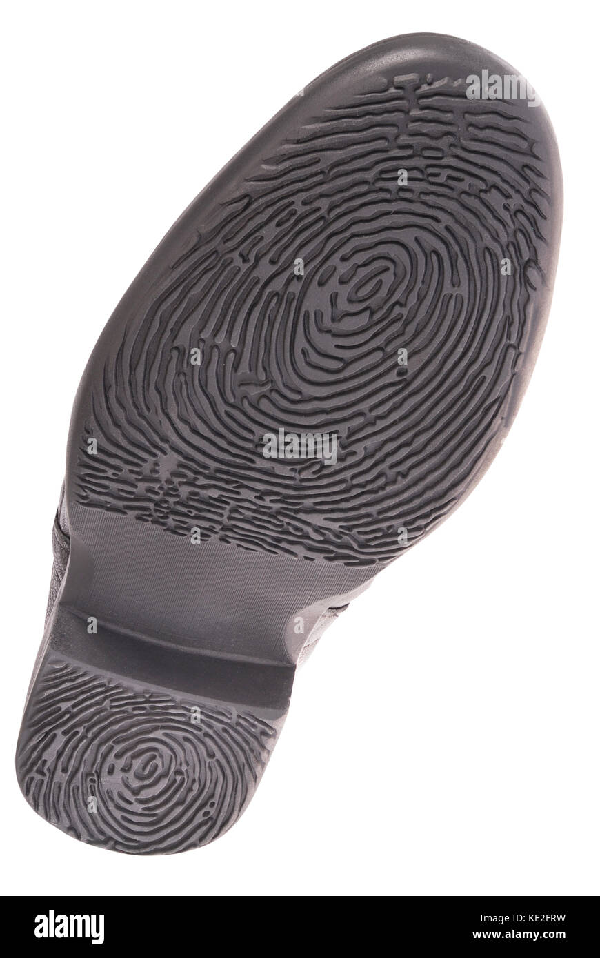 Bottom of shoe. Sole as a fingerprint. Isolated on white. Clipping path ...